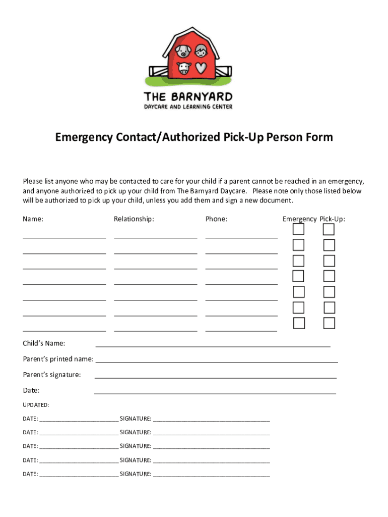 Fillable Online thebarnyarddaycare.comgeneratorassetsEmergency Contact ...