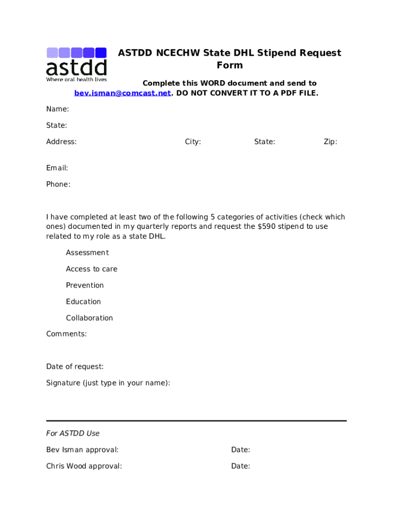 www.astdd.org docs dhl-stipend-request--YearASTDD Doc Template | pdfFiller