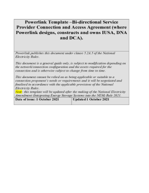 Fillable Online Template Connection and Access Agreement - Bi ...