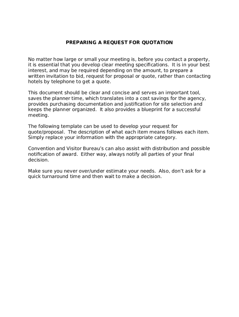 PREPARING A REQUEST FOR QUOTATION - doa.la.gov Doc Template | pdfFiller