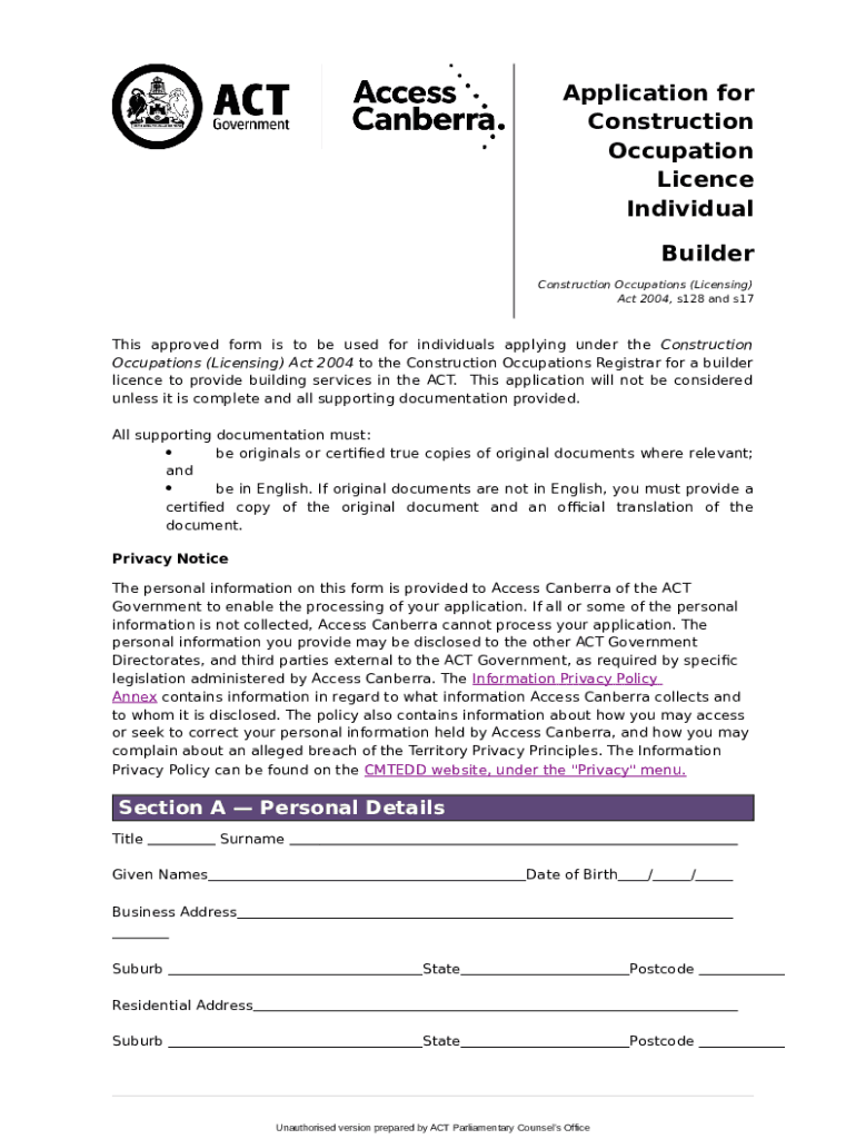 .act.gov.ausmartslandingConstruction Licence Application - .act.gov.au ...
