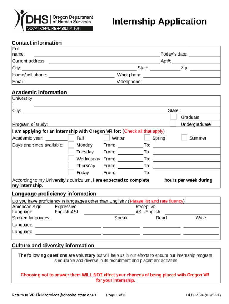 www.pdffiller.com534745543--InternshipInternship Application - State of Oregon Doc ...