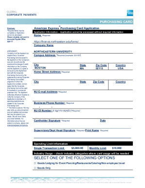 Fillable Online American Express Purchasing Card Application Fax Email ...