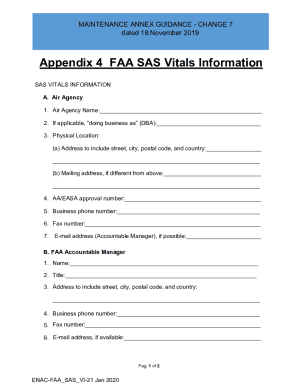 Fillable Online Appendix 4 FAA SAS Vitals Information - enac.gov.it Fax Email Print - pdfFiller