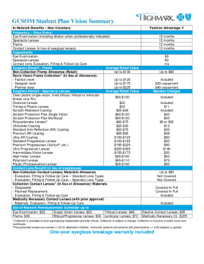 Fillable Online Highmark GCSOM Student Plan Vision Summary - Geisinger ...