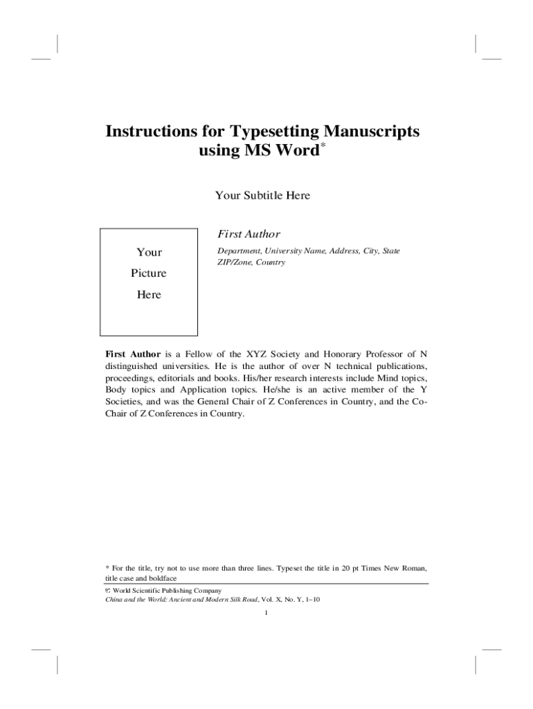 Fillable Online How To Format A Manuscript Using Microsoft WordCorrect ...