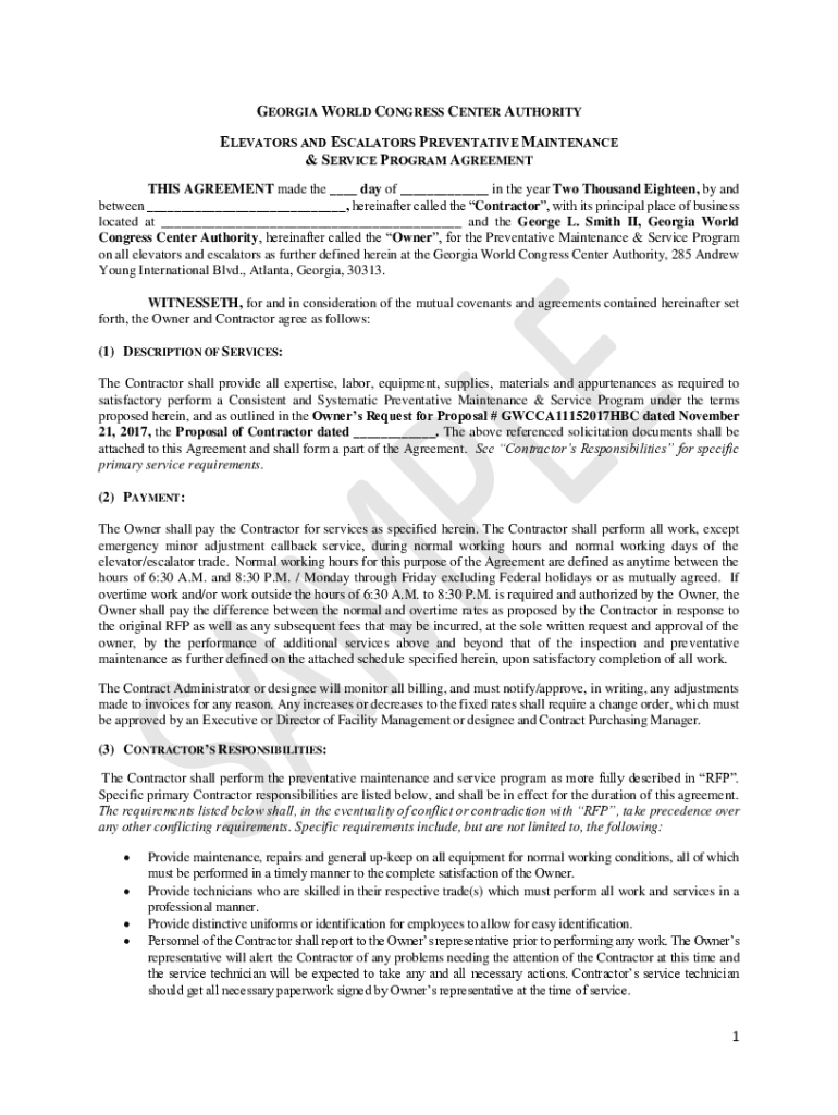Fillable Online ssl.doas.state.ga.usPRSappbid-documentsELEVATORS AND ESCALATORS PREVENTATIVE ...