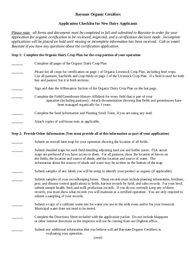 baystateorganic.org docs Application Checklist NewBaystate Organic ...