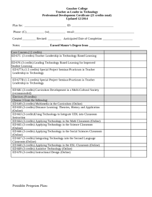 Advising Record and Program Plan for ... Doc Template | pdfFiller