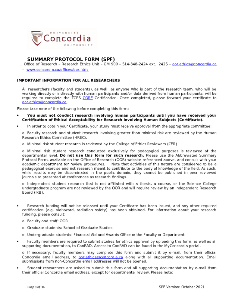 Principal Investigator Signature: - Concordia University Doc Template ...