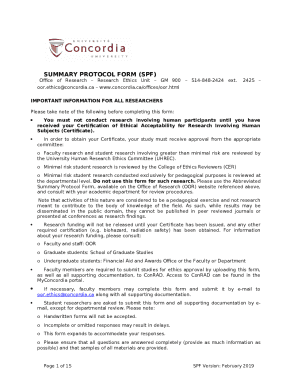 GUIDELINES FOR RESEARCHERS - Concordia University Doc Template | pdfFiller