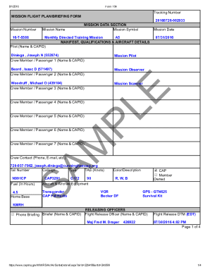 Fillable Online MISSION FLIGHT PLAN/BRIEFING FORM Tracking Number ...