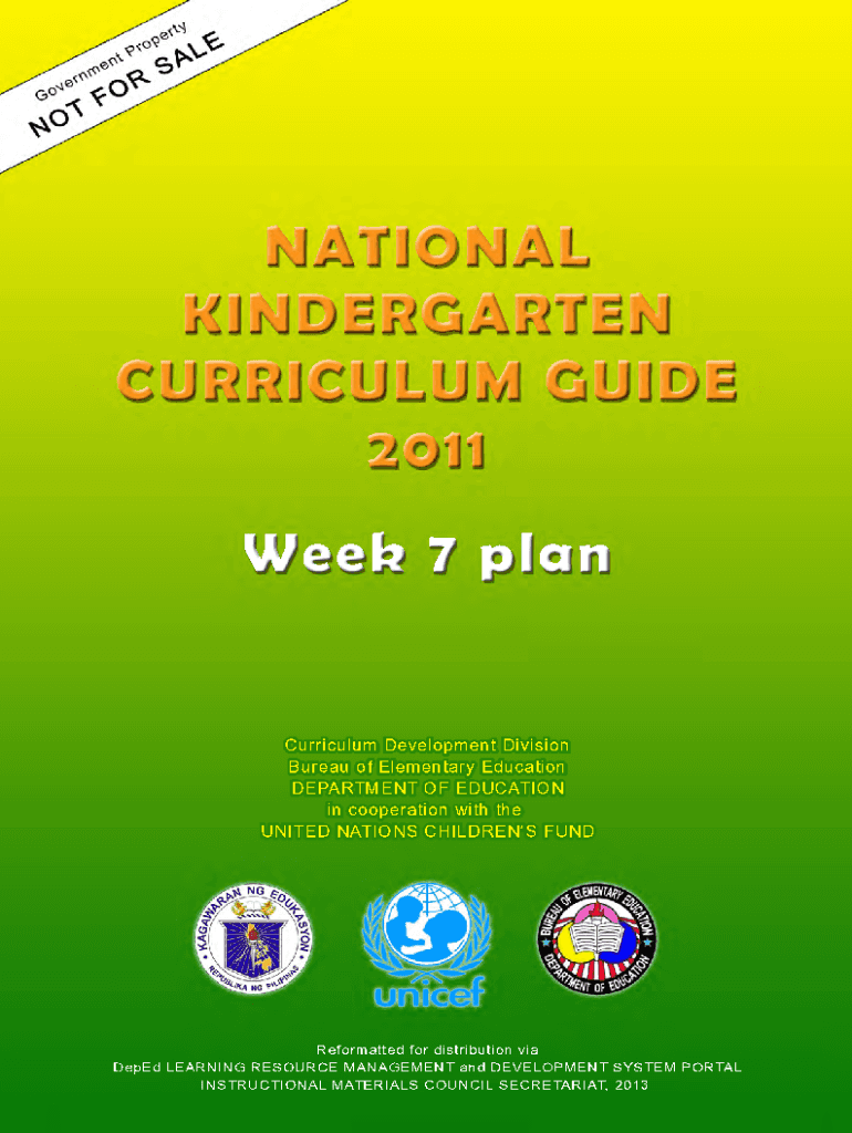 Fillable Online National Kindergarten Curriculum Guide NKCG Guro 