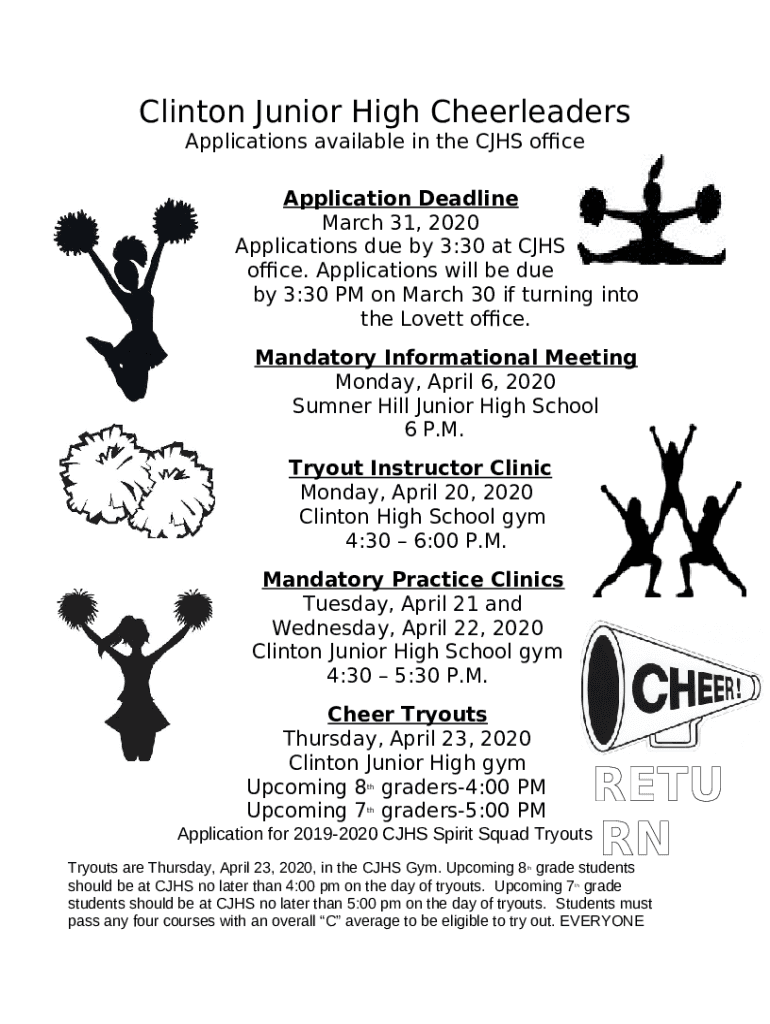 Clinton Junior High Cheerleaders Doc Template | pdfFiller
