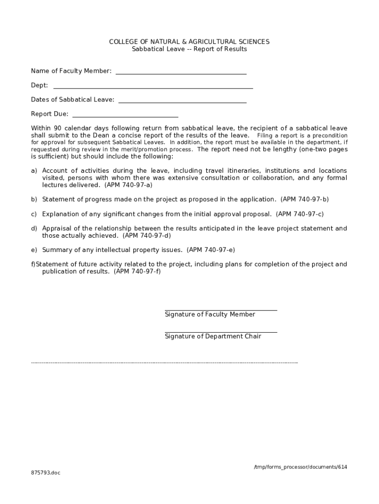 See University Regulations 3-3-1001(1), Sabbatical Leave Application ... - plantbiology ucr Doc ...