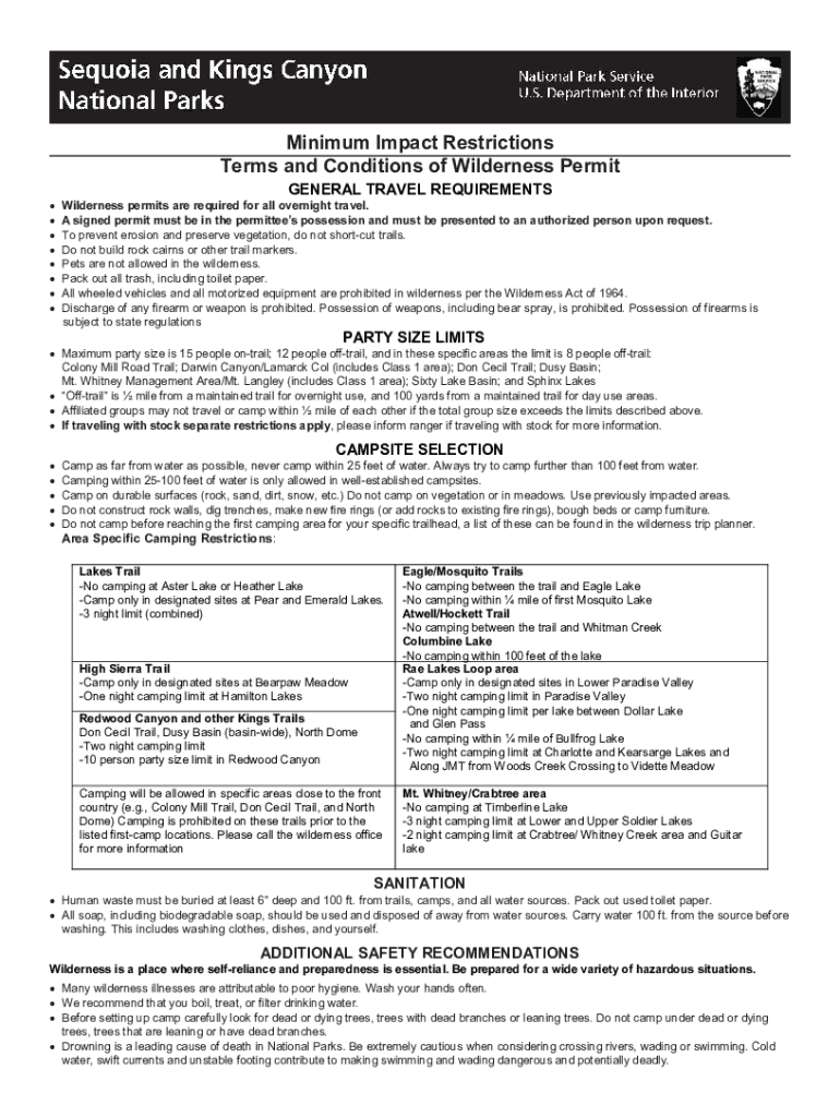 Fillable Online www.nps.govplanyourvisitwildernesspermitsWilderness ...