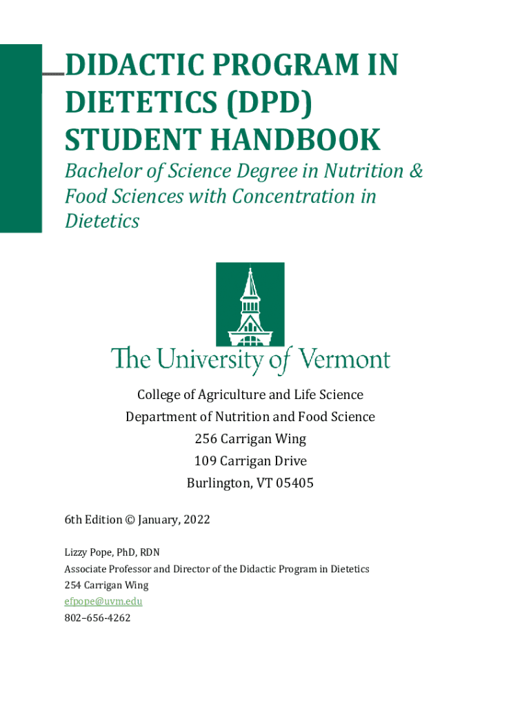 Fillable Online Didactic Program in Dietetics (DPD) - Food Science and ...