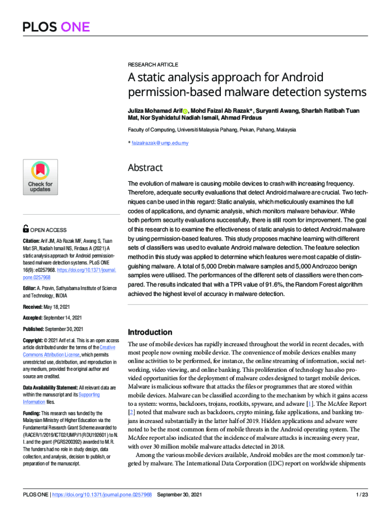 Fillable Online A Static Analysis Approach For Android Permission Based Malware Fax Email