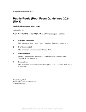 Fillable Online Public Pools (Pool Fees) Guidelines 2021 (No 1) - ACT ...