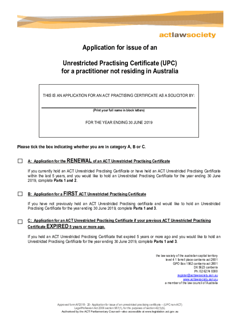 Fillable Online Application for issue of - ACT Legislation Register Fax ...