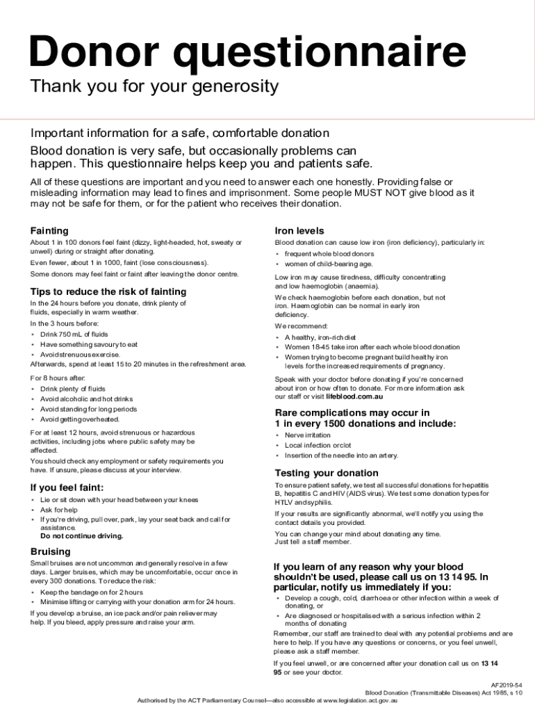Fillable Online Blood donor form Fax Email Print - pdfFiller