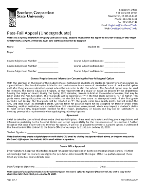 Fillable Online Pass-Fail Appeal (Undergraduate) - Inside Southern Fax Email Print - pdfFiller