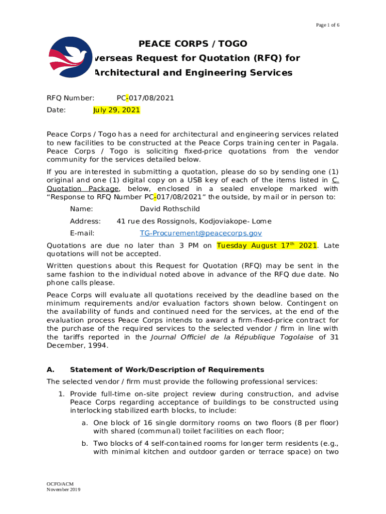 PEACE CORPS / TOGO - files peacecorps Doc Template | pdfFiller