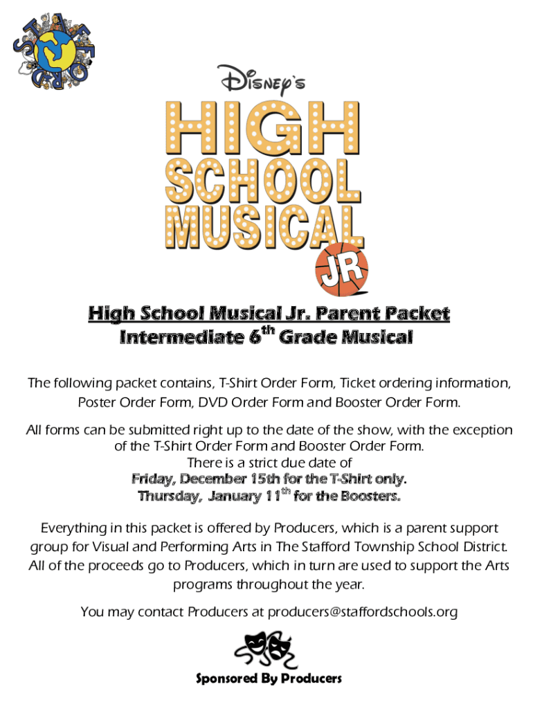 Fillable Online High School Musical Jr. Parent Packet Intermediate 6 ...
