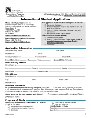 Fillable Online LWTech International Student Application Fax Email Print - pdfFiller
