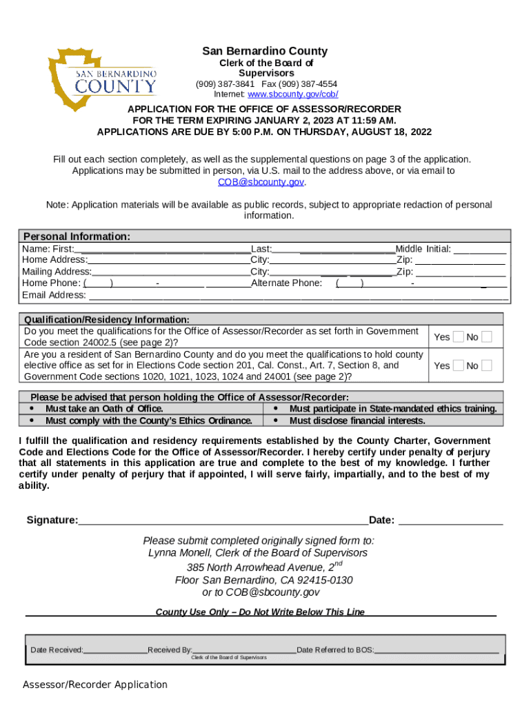 San Bernardino County - Departments Doc Template | pdfFiller