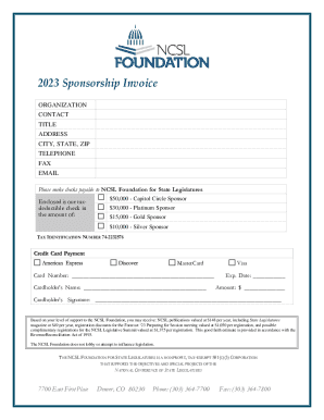 Fillable Online 2023 Sponsorship Invoice Fax Email Print - pdfFiller