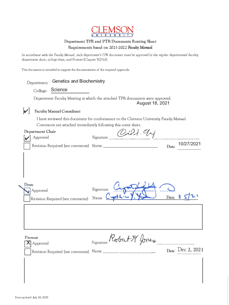 Fillable Online Department TPR and PTR Documents Routing Sheet Fax ...