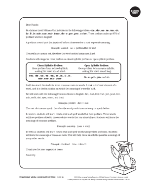 Fillable Online Fundations Level 3 Bonus Unit introduces the following ...