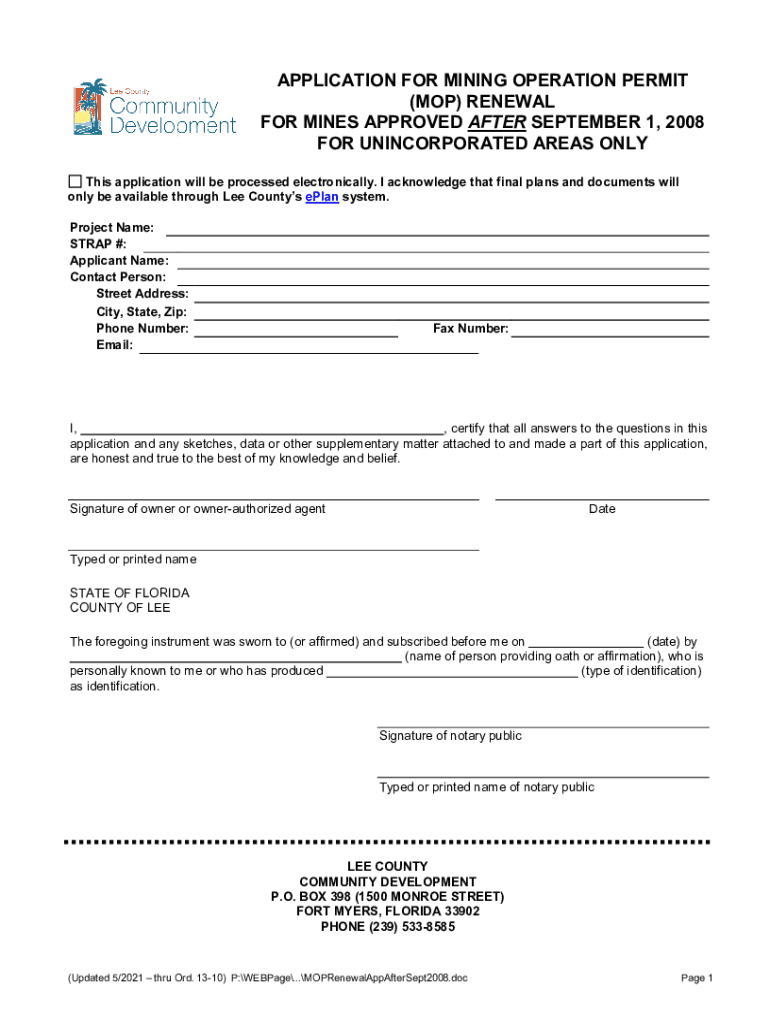 Fillable Online www.templateroller.comtemplate2410144"Application for Mining Operation Permit ...