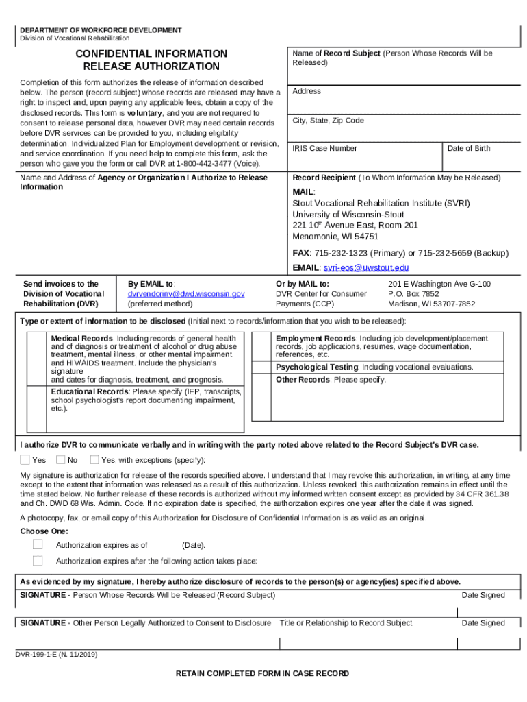 DVR-199-E, Confidential Ination Release Authorization. Confidential ...