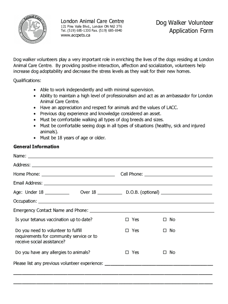 Fillable Online Dog Walker Permit Application - mississauga.ca Fax ...