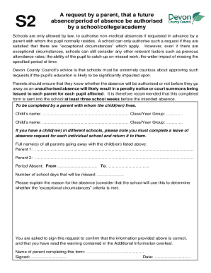 Fillable Online DCC-S2-Absence-request-form.pdf - Isca Academy Fax Email Print - pdfFiller