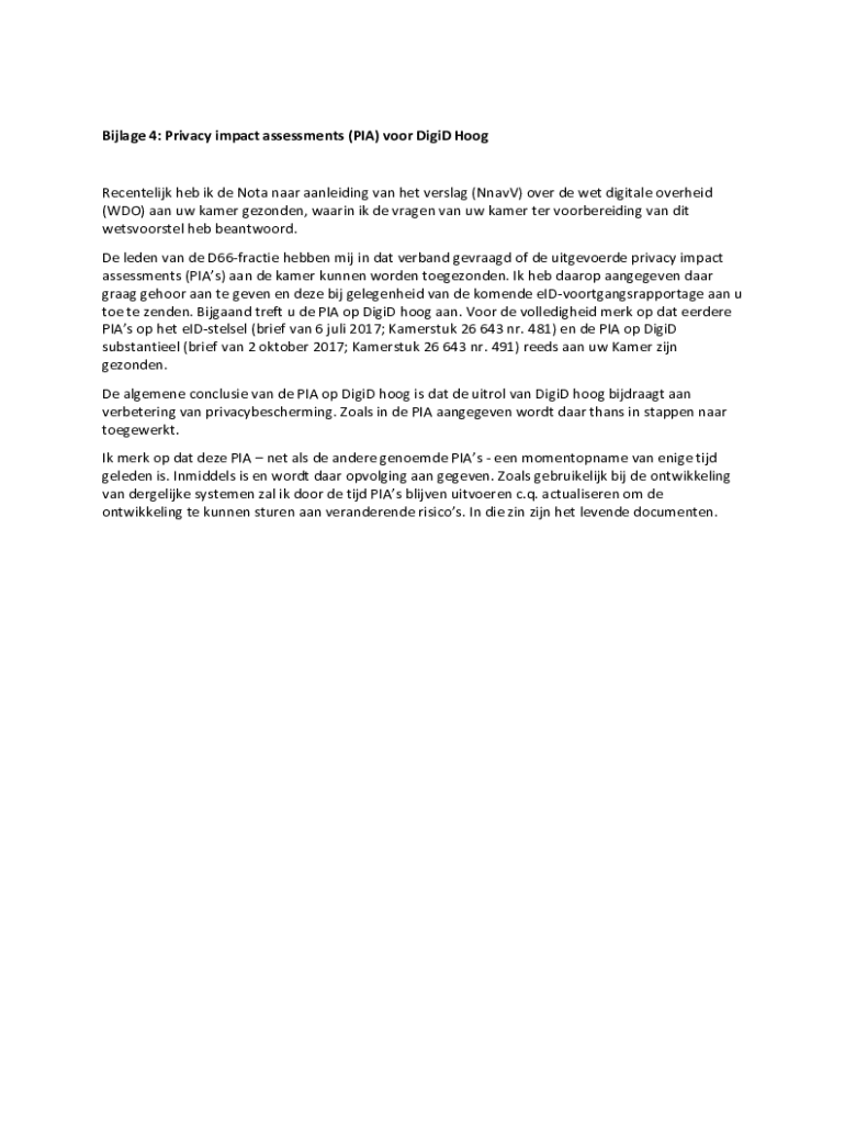 Fillable Online Zoek Officielebekendmakingen Privacy Impact Assessments