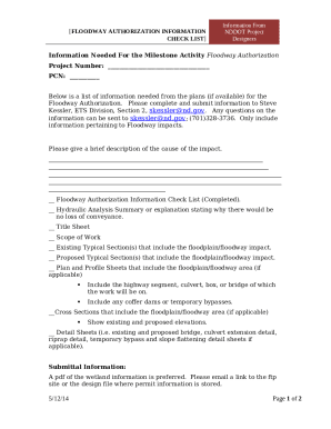 FLOODWAY AUTHORIZATION INATION CHECK LIST Doc Template | pdfFiller