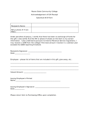 Acknowledgement of Gift Receipt Doc Template | pdfFiller