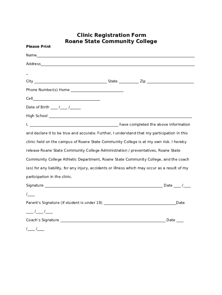 Clinic Registration Roane State Community College - Studylib Doc Template | pdfFiller