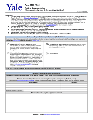 Fillable Online Form 3201 FR.05 Pricing Documentation (Comparative ...