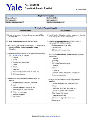 Fillable Online Form 3503 FR.02 Promotion & Transfer Checklist - It's ...