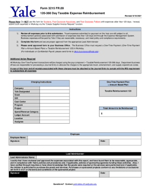 Fillable Online Form 3215 FR.09 120-366 Day Taxable Expense ...