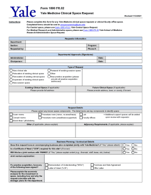 Fillable Online Form 1800 FR.02 Yale Medicine Clinical Space Request ...