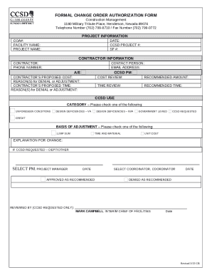 CHANGE ORDER AUTHORIZATION . COA - al Doc Template | pdfFiller