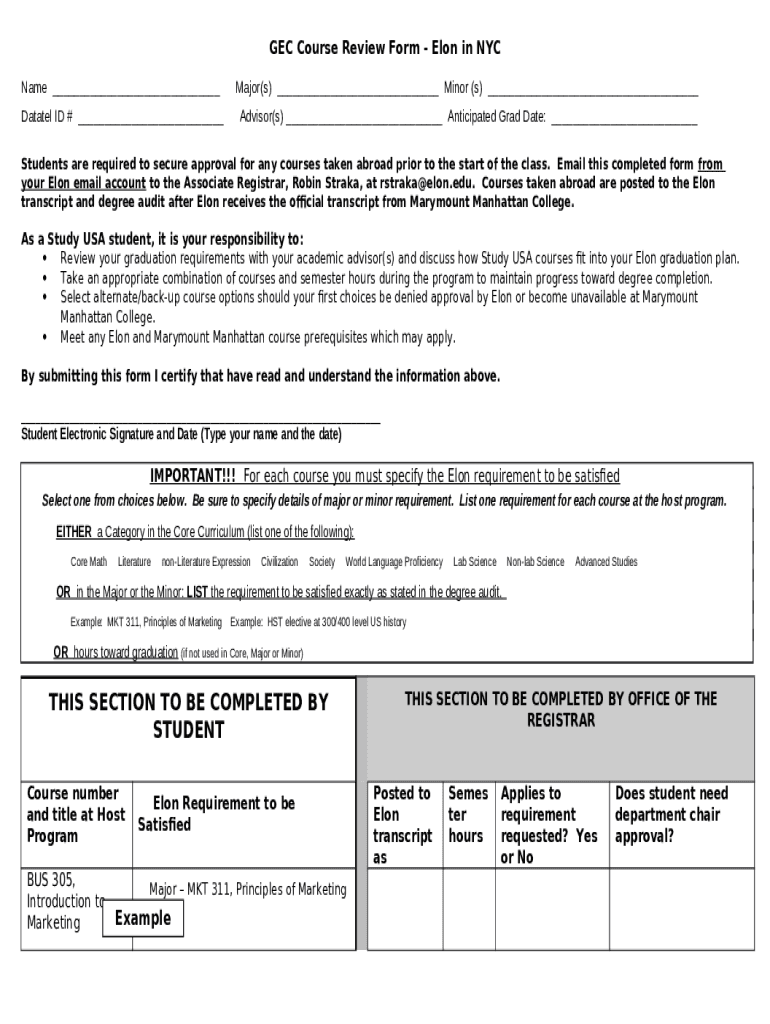 Elon University / Student Complaints Doc Template | pdfFiller