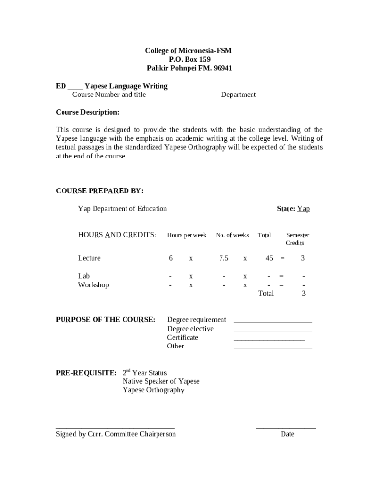 College of Micronesia-FSM Doc Template | pdfFiller