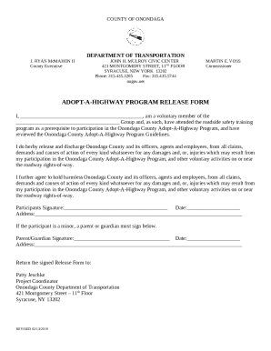 ADOPT-A-HIGHWAY PROGRAM RELEASE - ongov.net Doc Template | pdfFiller