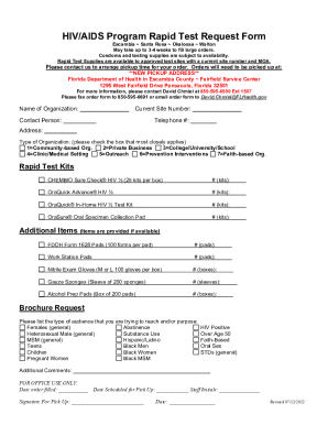 Fillable Online escambia floridahealth HIV/AIDS Program Rapid Test ...